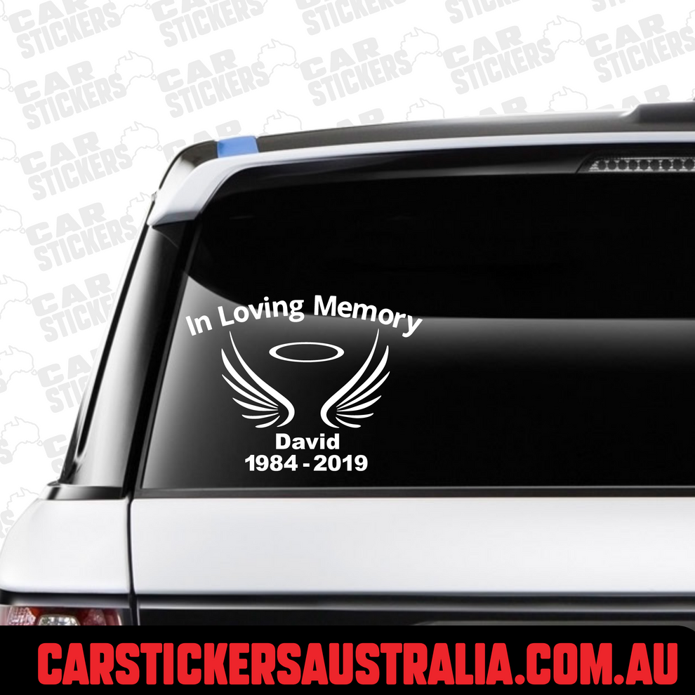 Custom Memorial Car Stickers In Loving Memory - Wings With Halo ...